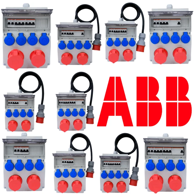 BAUSTROMVERTEILER WANDVERTEILER ABB Fi LS Schalter Cee 16A 32A 230V ...