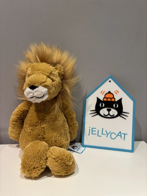 JELLYCAT MEDIUM BASHFUL Lion Soft Toy - Yellow Lion Beanie Plush 12 ...