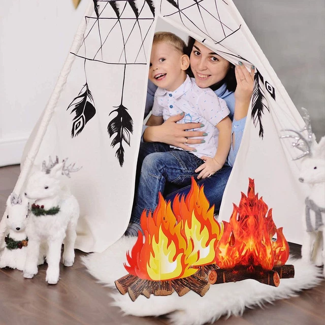 DECORATION ARTIFICIAL FIRE Flame 3D Decorative Cardboard Campfire ...