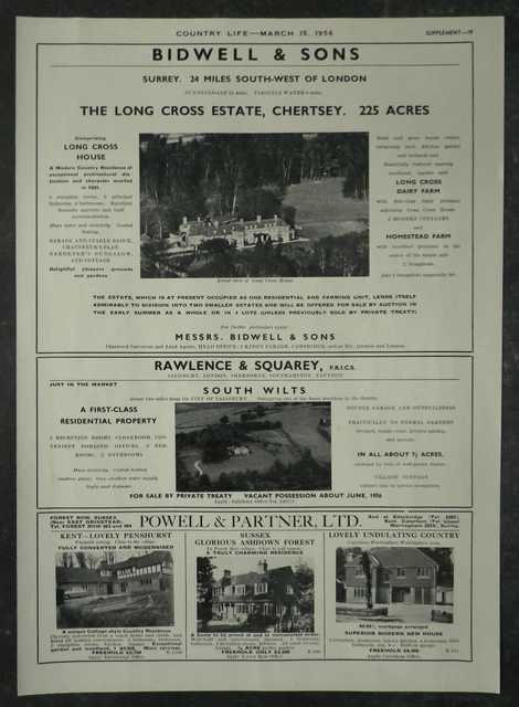 LONG CROSS HOUSE Estate Chertsey Surrey Estate Agent Details 1956 1 ...