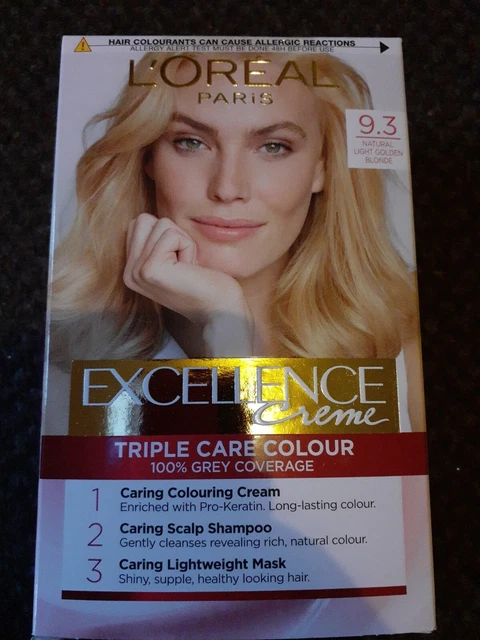NEW LOREAL PARIS excellence creme hair colour 9.3 natural light golden ...