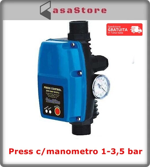 PRESS CONTROL IDEAL REGOLABILE CON MANOMETRO 1-3,5 bar SERBATOIO ...