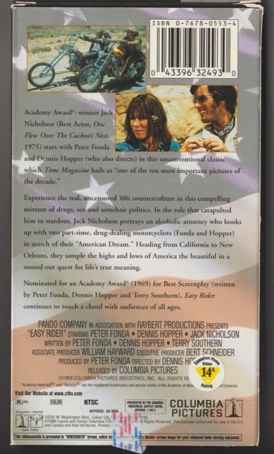 EASY RIDER VHS Widescreen Peter Fonda Dennis Hopper Jack Nicholson $17. ...