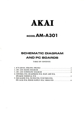 VINTAGE AKAI MODEL AM-A301 PC Board Schematic Diagram £15.51 - PicClick UK