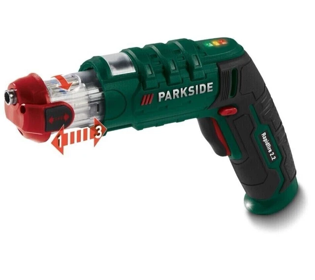 DESTORNILLADOR DE BASTÓN inalámbrico Parkside 4V con almacenamiento de ...