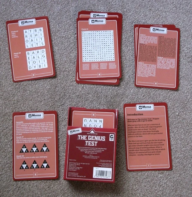 MENSA QUIZ - The Genius Test 50 Domande Puzzle Card per Intelligenza ...