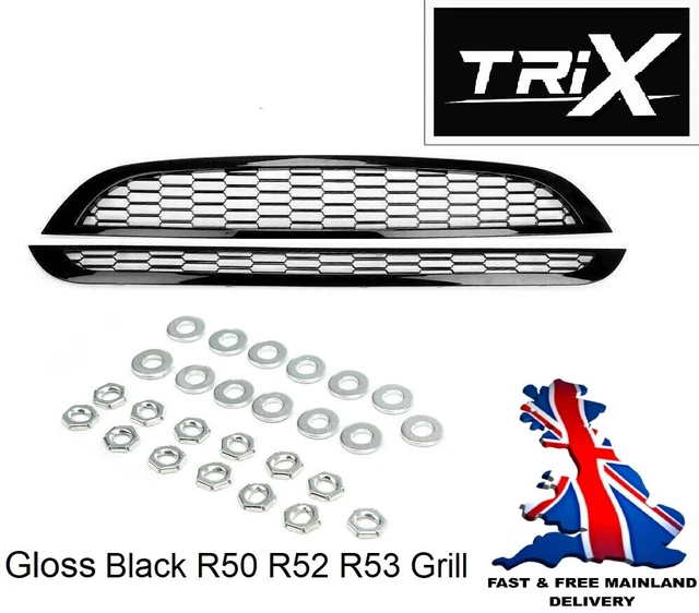 TRIX MINI COOPER S R50 R52 R53 Front Mesh Grille Kit Gloss Black JCW ...