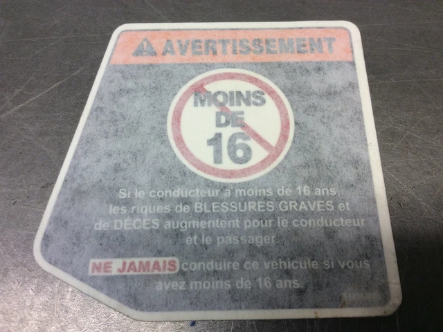 CAN-AM FRENCH WARNING Decal Under 16 Sticker 21082022 $10.00 - PicClick CA