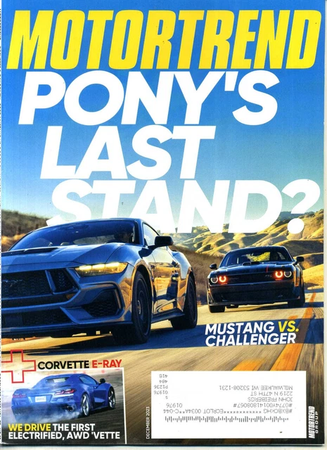 MOTOR TREND DECEMBER 2023 Mustang GTD, Corvette E-Ray, RDX vs GV70 vs ...