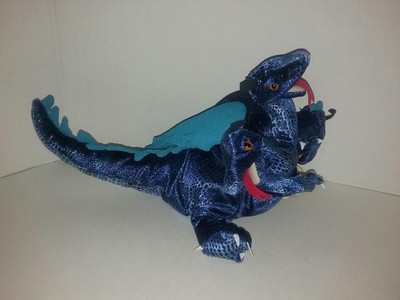 FOLKMANIS HAND PUPPET Stuffed Plush Blue Dragon Three Headed Mystical ...