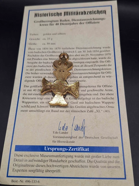 GRAND DUCHY OF Baden Service Award Cross 40 years for officers Göde ...