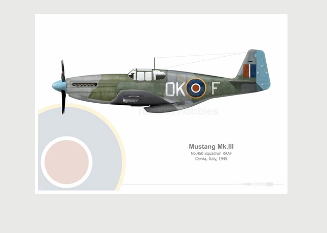 WARHEAD ILLUSTRATED MUSTANG Mk.III 450 Sqn RAAF OK-F Aircraft Print $29 ...