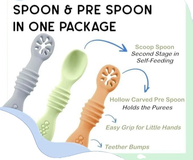 BIOLINCO SILICONE BABY Toddler Spoons Led Weaning Supplies Self Feeding Utensils $8.00 - PicClick AU