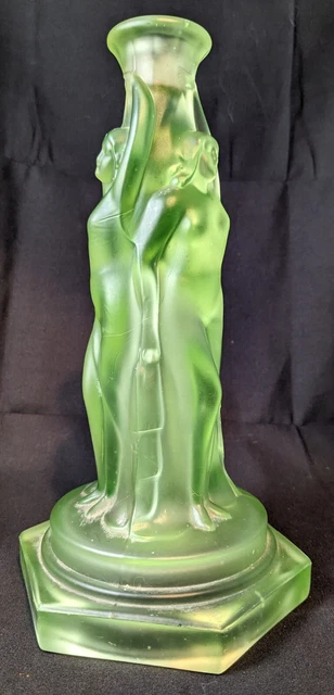 WALTHER AND SOHNE Three Graces Art Deco Candlestick Bowl Holder Uranium ...