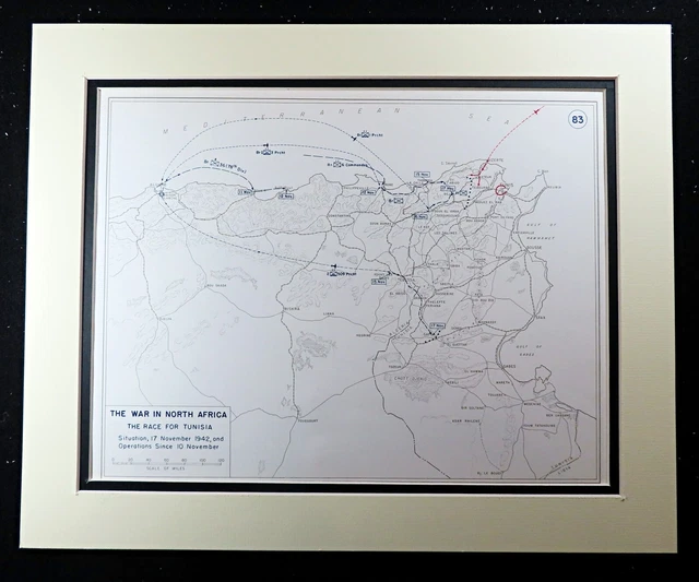WW2 MILITARY MAP Allied Invasion of North Africa Tunisia 1942 West ...