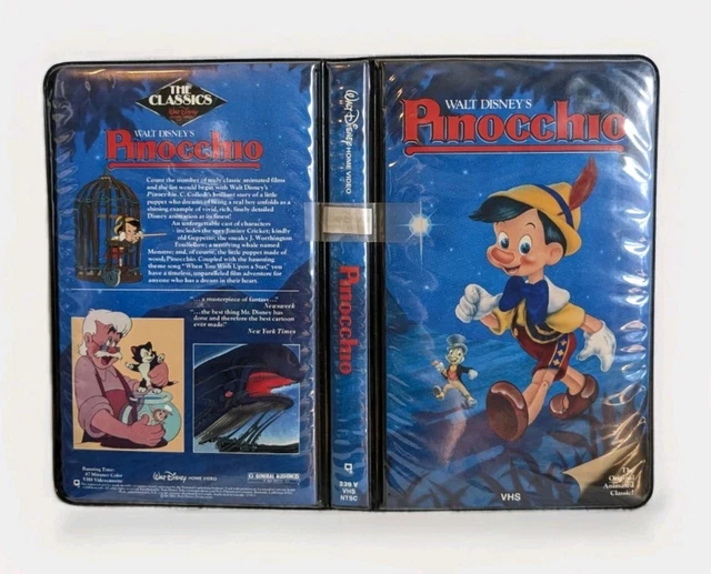 DISNEY PINOCCHIO VHS 1985 Black Diamond Rare Tape, Padded Clamshell ...