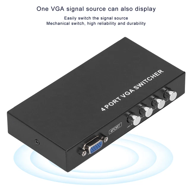 4 PORT VGA Switcher SVGA Monitor Sharing Switch Box 4‑in‑1‑out For LCD ...