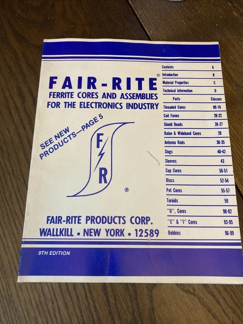 VTG FAIR-RITE PRODUCTS Corp Catalog Electronics Ferrite Cores Slugs 9th ...