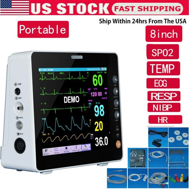 MEDICAL ICU VITAL Patient Monitor 6Parameter ECG/NIBP/SPO2/TEMP/RESP/HR ...