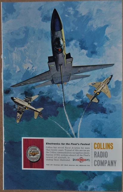 1961 COLLINS RADIO advert, US Navy Grumman A2F North American A3J ...