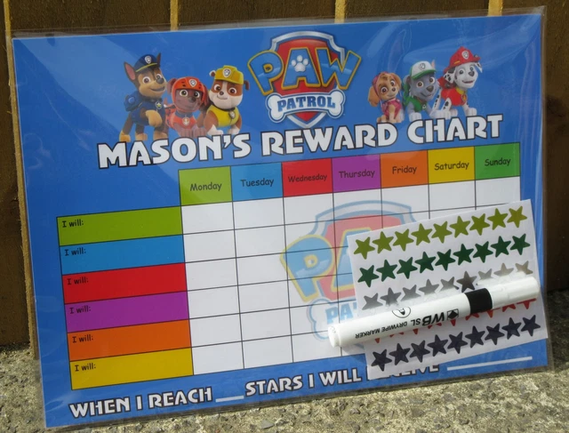 CHILDRENS BEHAVIOUR REWARD Chart - PAW PATROL - Gift / Stickers / Pen £ ...