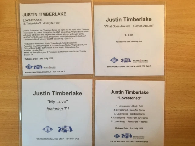 JUSTIN TIMBERLAKE - 4 x Different Promo Only CD-r Acetates 2007-BRAND ...
