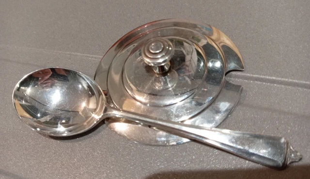 49 GRAMMES SOLID silver pot lid and matching spoon, fully hallmarked ...