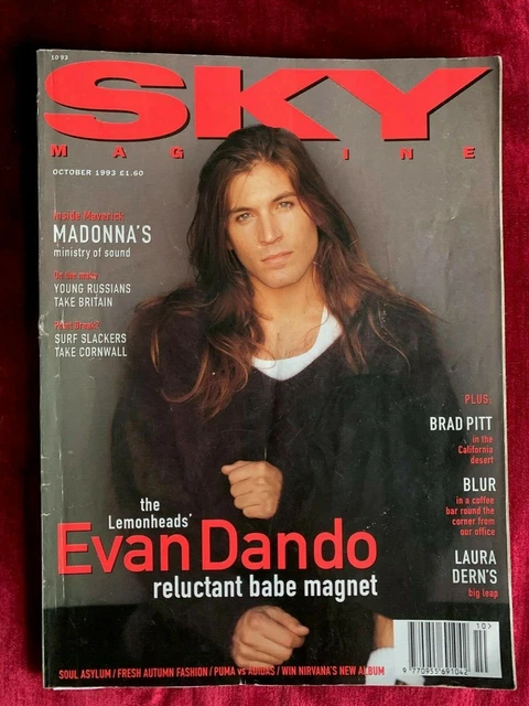 SKY MAG OCT 1993 EVAN DANDO Brad Pitt Blur Laura Dern Karina Lombard ...