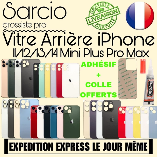 VITRE ARRIÈRE IPHONE 11 12 13 14 Pro Max Plus Mini Premium + Colle ...