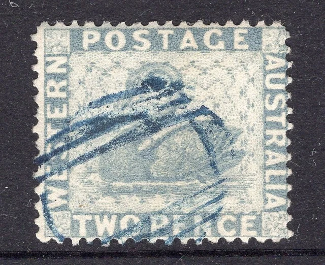 WESTERN AUSTRALIA 2D swan issue with blank? coloured? numeral cancel ...