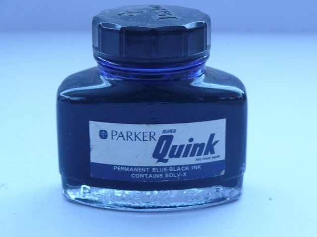 VINTAGE PARKER QUINK Blue-Black Ink Bottle With Contents. £9.27 ...
