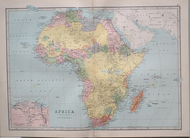 1871 MAPPA AFRICA Madagascar Ashantee Tombo Guinea Liberia Sahara ...