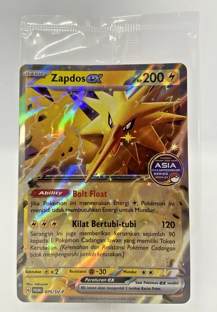 POKÉMON INDONÉSIE ZAPDOS EX 075/SV-P PROMO Asia Championship Series 2023-2024 EUR 57,64 ...