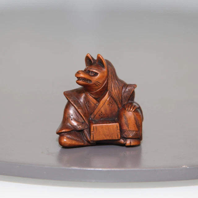 ANTIQUE JAPANESE NETSUKE of a mythical fox priest. 19th Century, Meiji ...