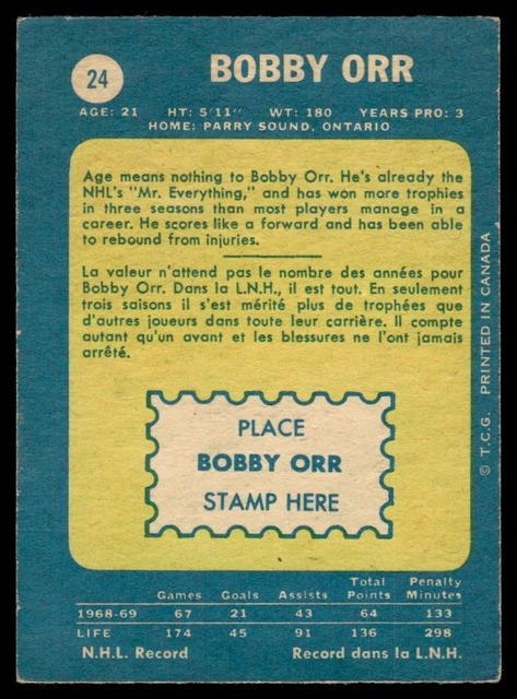 1969-70 O-PEE-CHEE BOBBY Orr Boston Bruins #24 $259.85 - PicClick CA