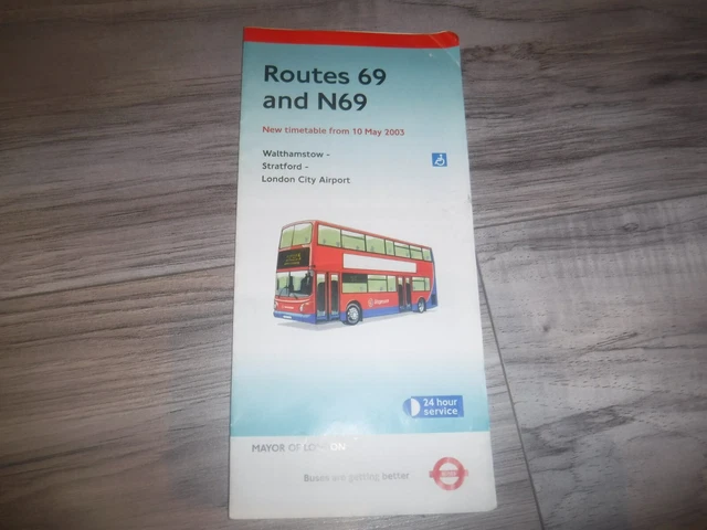 LONDON BUSES - TfL Route 69 & N69 timetable Stagecoach TfL, 10 May 2003 ...