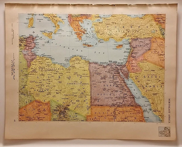 VINTAGE NORTHEAST AFRICA Map 1965 MSM Rand McNally Cosmopolitan World ...