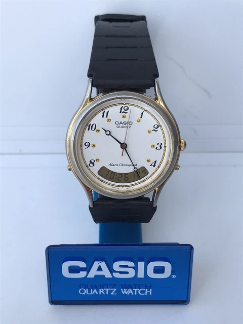 CASIO VINTAGE MEN’S AQ-426 Module 388 Quartz Retro Alarm Chrono Watch ...