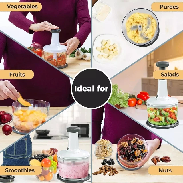 FOOD CHOPPER WITH Grinder Manual Hand Press for Food Prep Slice, Blend ...