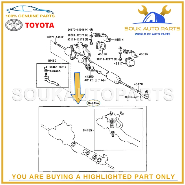 04445-50030 GENUINE TOYOTA GASKET KIT POWER STEERING GEAR (FOR RACK ...