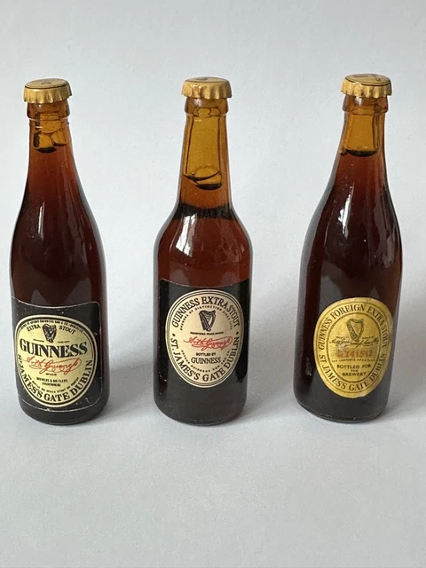 3 X COLLECTABLE Miniature Guinness Bottles of Different Designs £8.64 ...