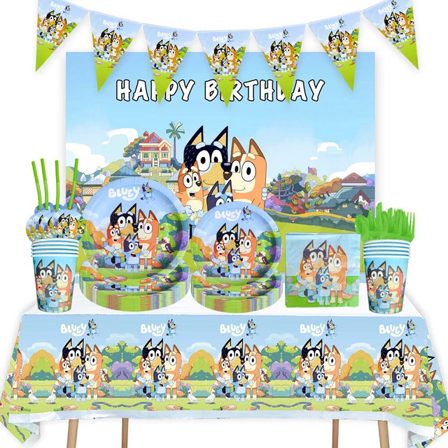 BLUEY CHILDREN'S BIRTHDAY Party Tableware Decoration Set Plate Cup ...