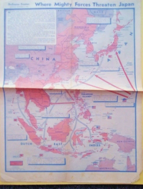 WAR IN THE Pacific WWII 1945 Map - Where Might Forces Threaten Japan £ ...