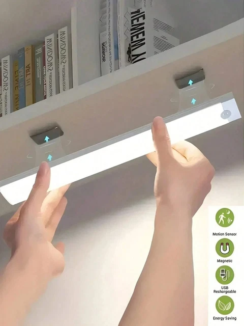 LED WIRELESS MOTION Sensor Night Light USB Rechargeable for Kitchen ...