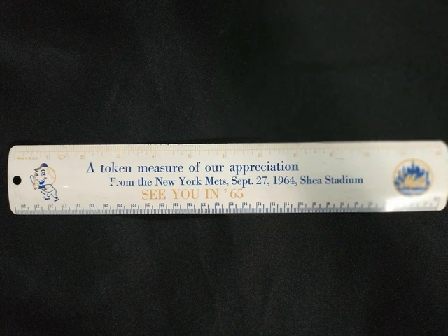 RARE VINTAGE NEW York Mets 1964 Fan Appreciation Ruler ~ Shea Stadium ...
