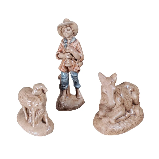 CHRISTMAS NATIVITY SCENE Figures Three Kings Wise Men Cow Lamb 8 ...