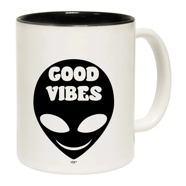 Festival Good Vibes Alien White T Boxed Funny Mugs Novelty Coffee