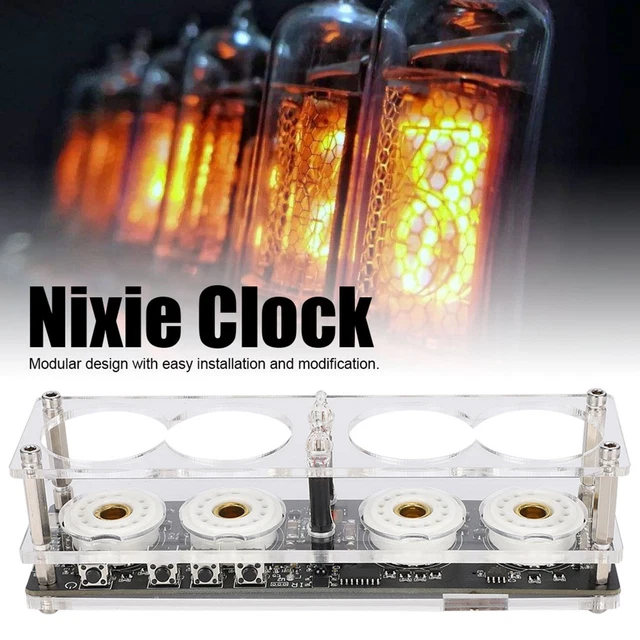 NIXIE TUBE CLOCK 4-Bit Integrated Design Nixie Tube Clock With Remote ...