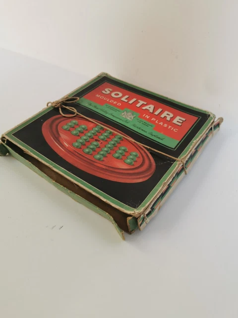 SOLITAIRE GAME BAKELITE Board & Balls Complete in Box Chad Valley 1950 ...