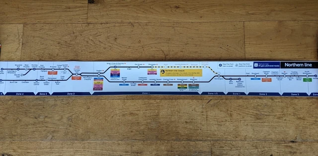 ORIGINAL TUBE MAP London Underground Northern Line Interior Carriage ...